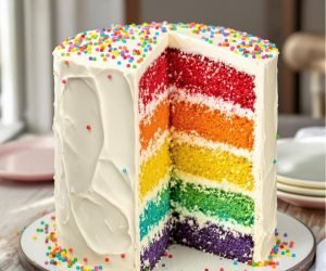 Showstopping Rainbow Cake Recipe with Vibrant Layers - Pure Delicious