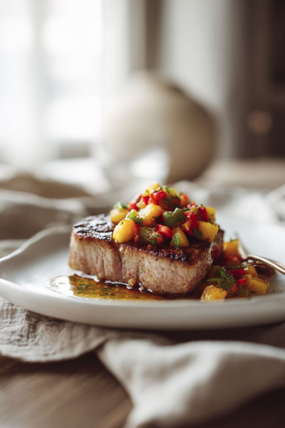 Seared Tuna Steak Recipe With Bright Orange Relish - Pure Delicious