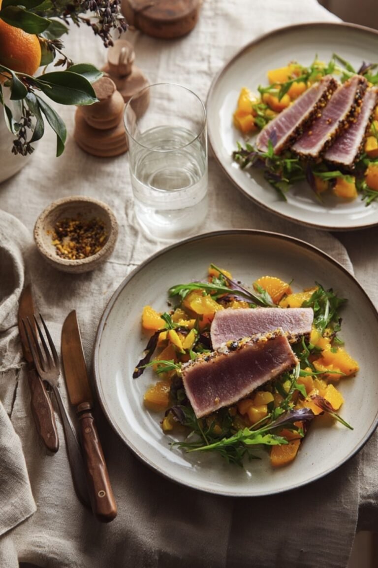 Seared Tuna Steak Recipe With Bright Orange Relish - Pure Delicious